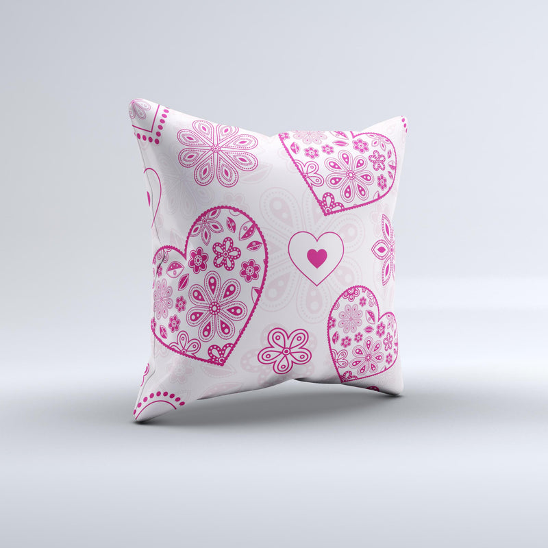 Pink Floral Designed Hearts ink-Fuzed Decorative Throw Pillow – DesignSkinz