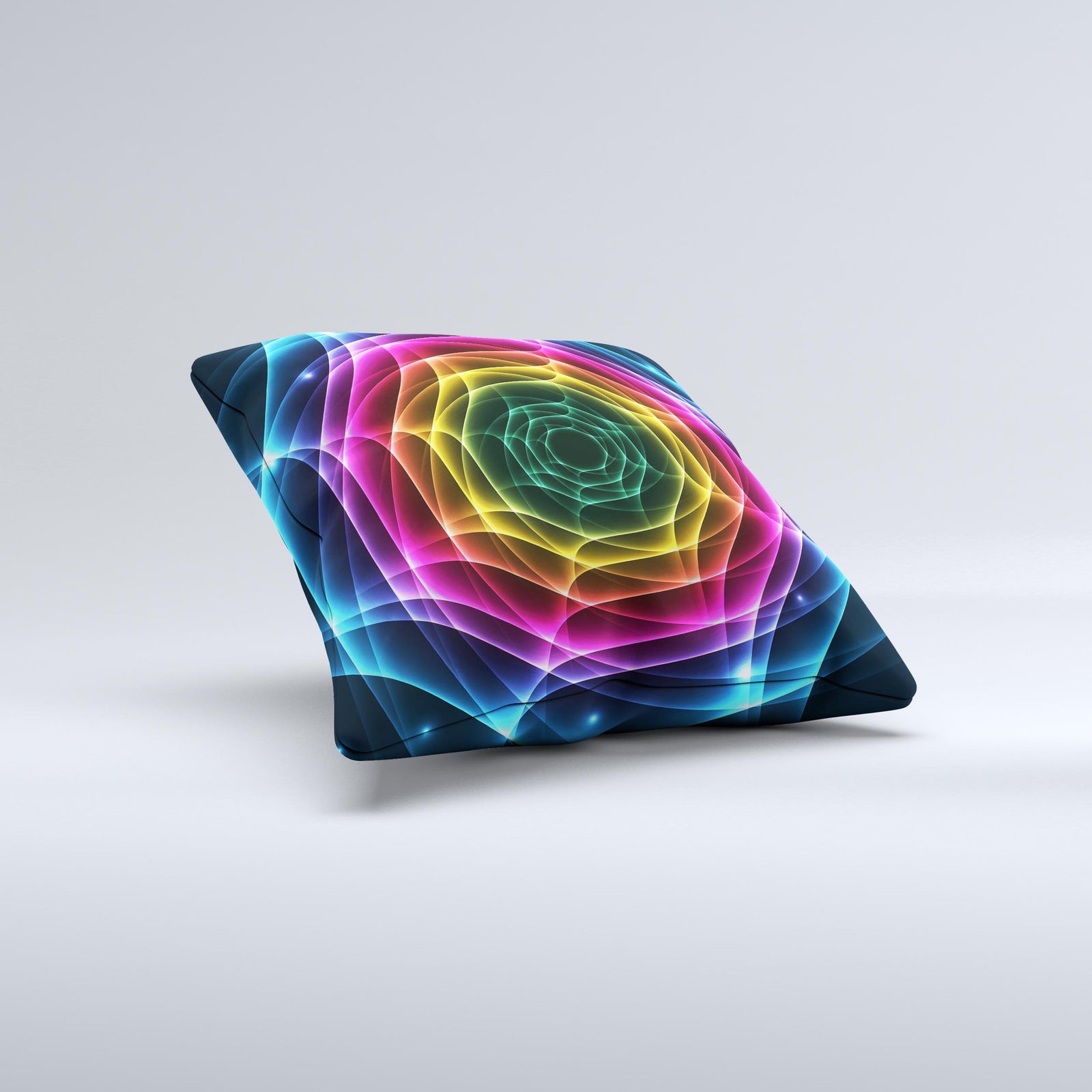 Rainbow Neon Translucent Vortex ink-Fuzed Decorative Throw Pillow ...