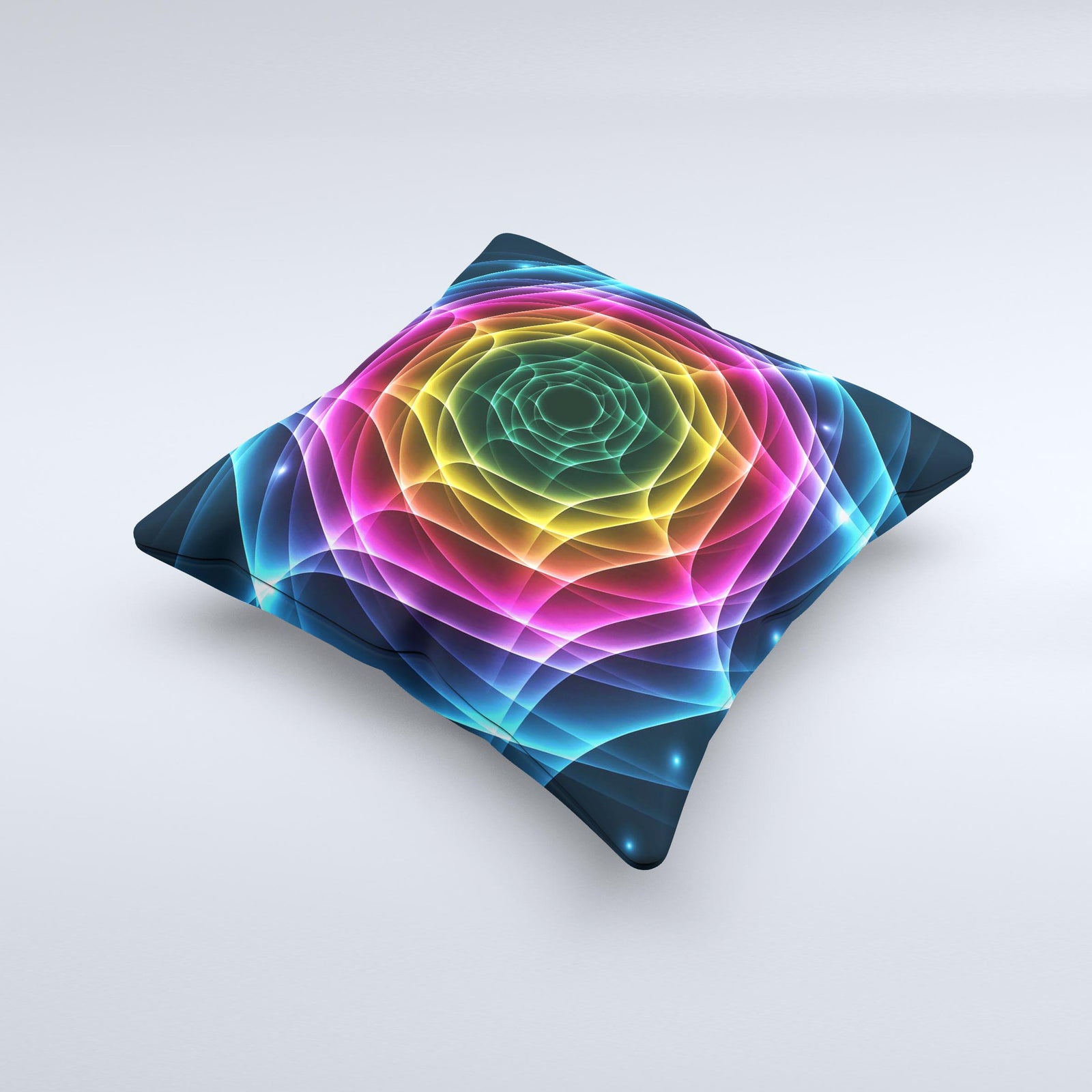 Rainbow Neon Translucent Vortex ink-Fuzed Decorative Throw Pillow ...
