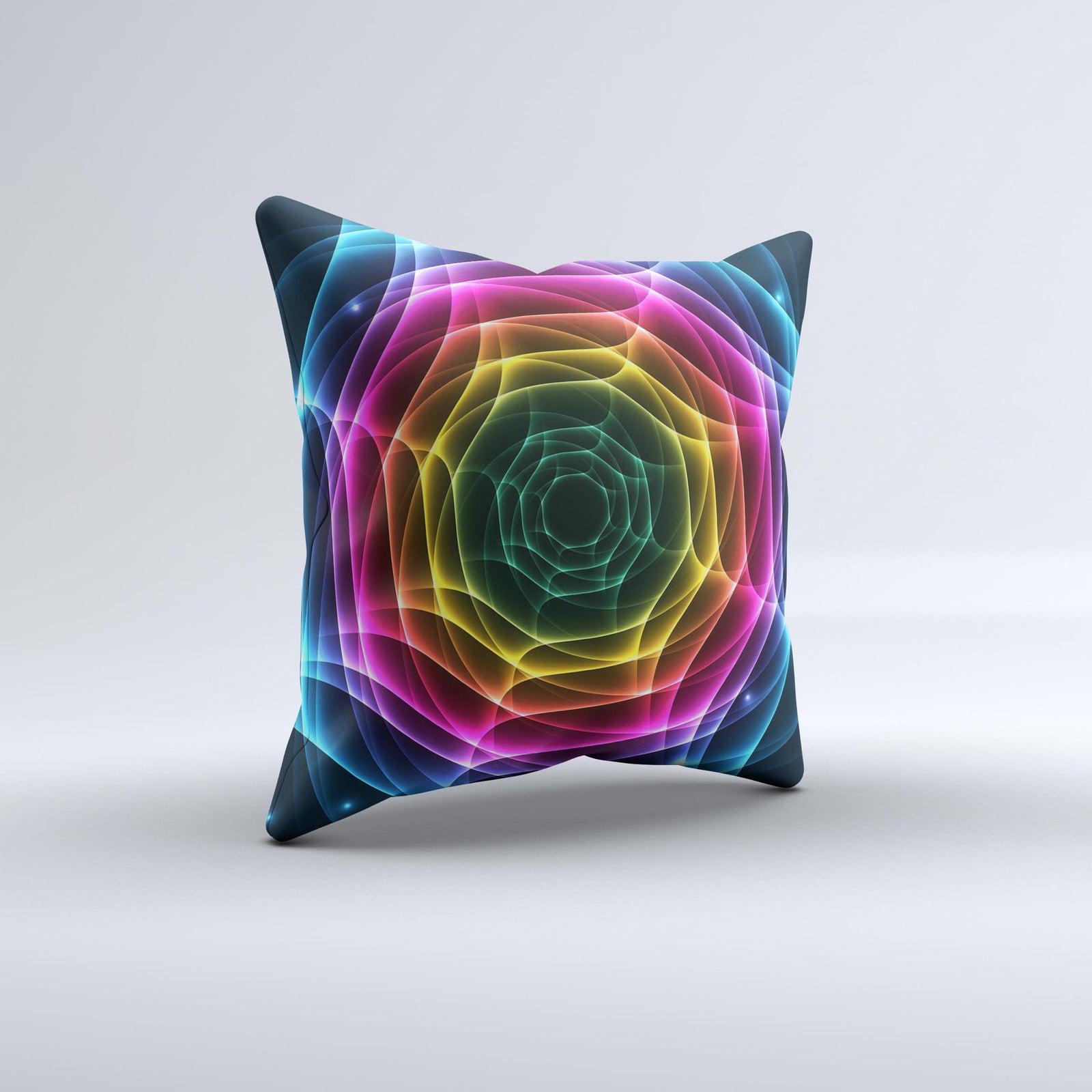 Rainbow Neon Translucent Vortex ink-Fuzed Decorative Throw Pillow ...