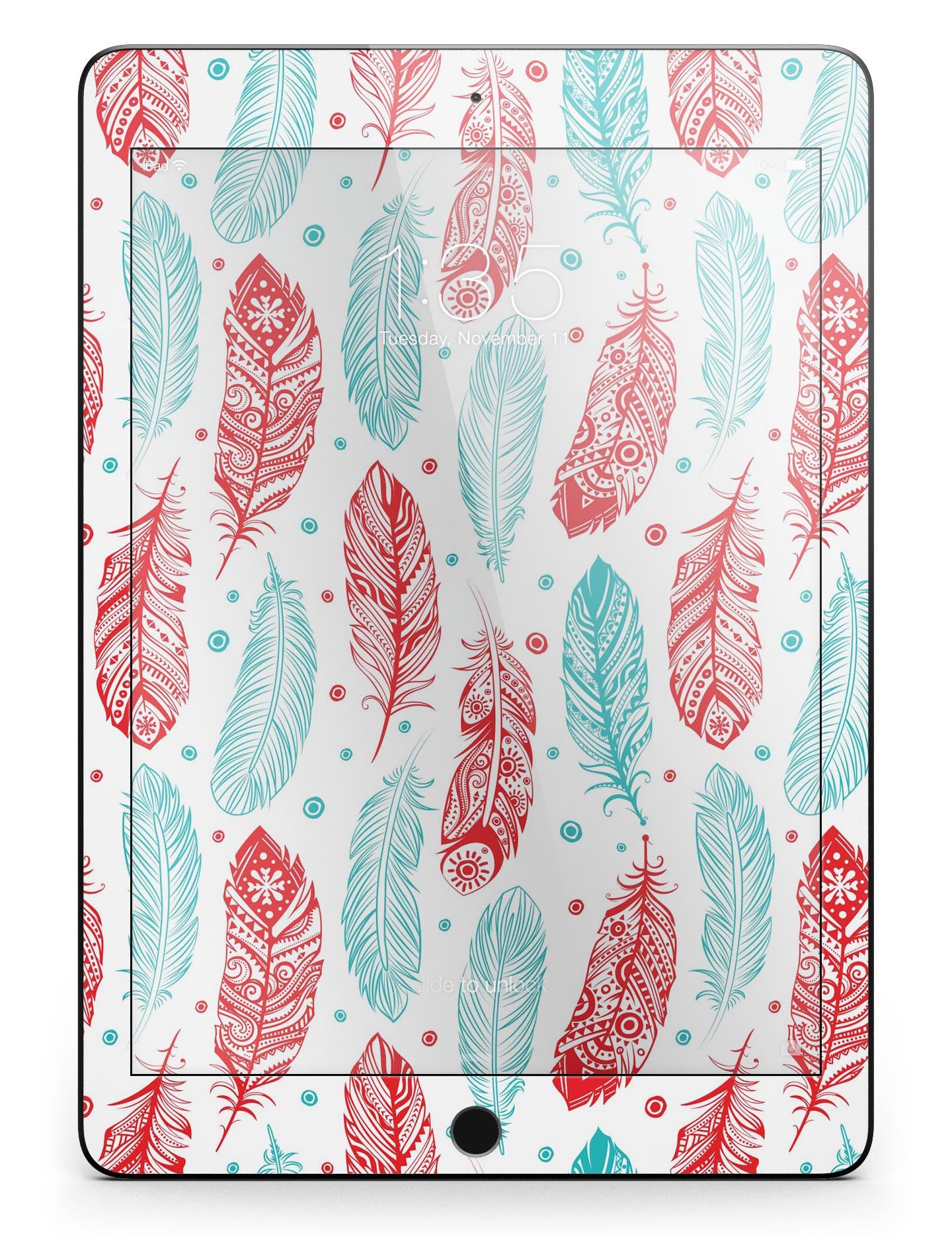 Red & Blue Feather Pattern Full Body Skin for the iPad Pro (12.9" or 9 ...