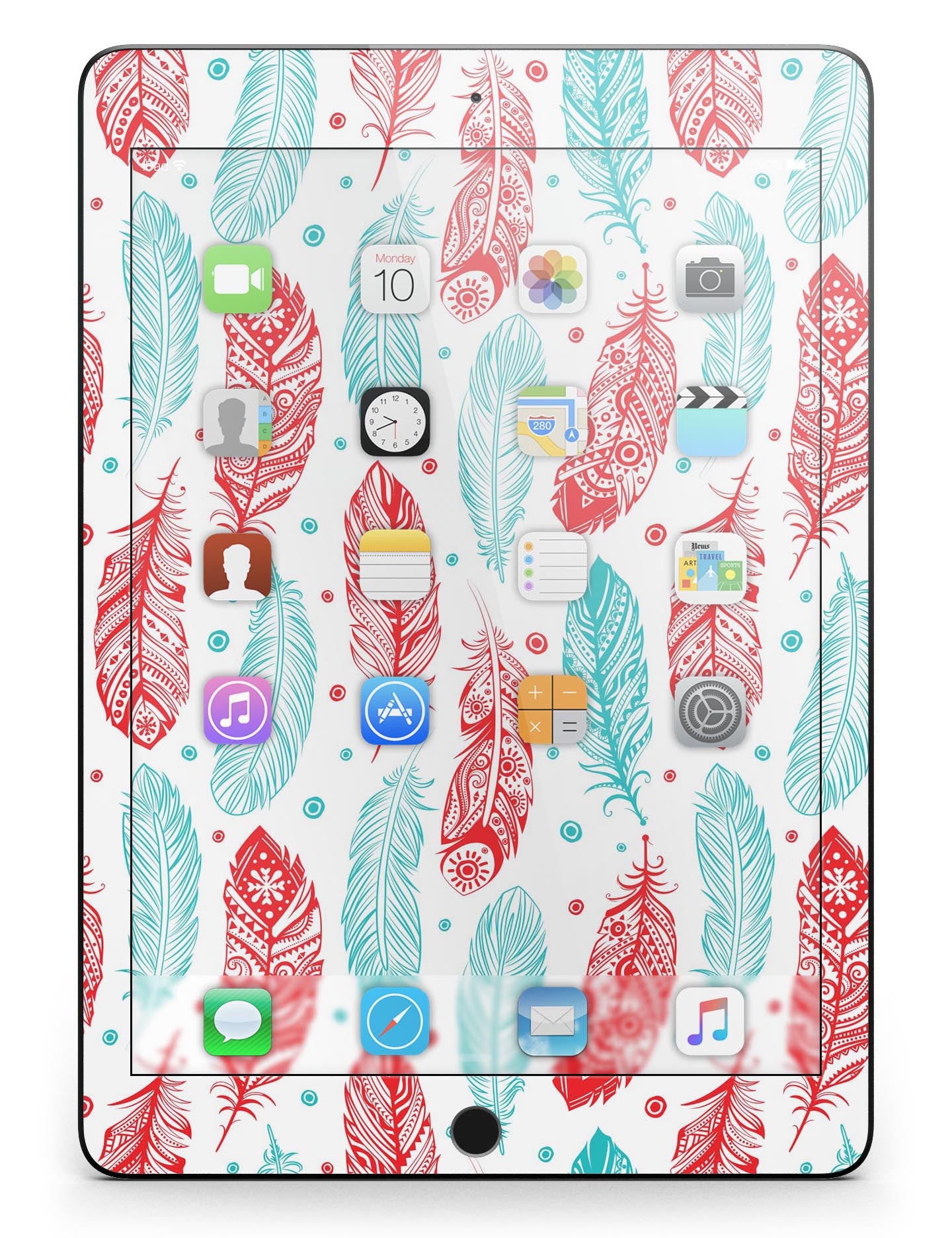 Red & Blue Feather Pattern Full Body Skin for the iPad Pro (12.9" or 9 ...
