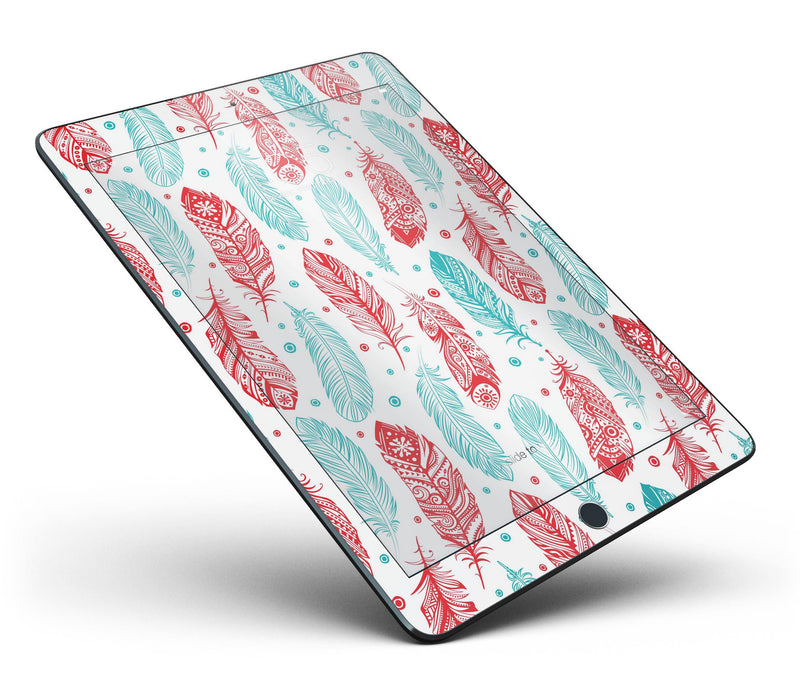 Red & Blue Feather Pattern Full Body Skin for the iPad Pro (12.9" or 9 ...