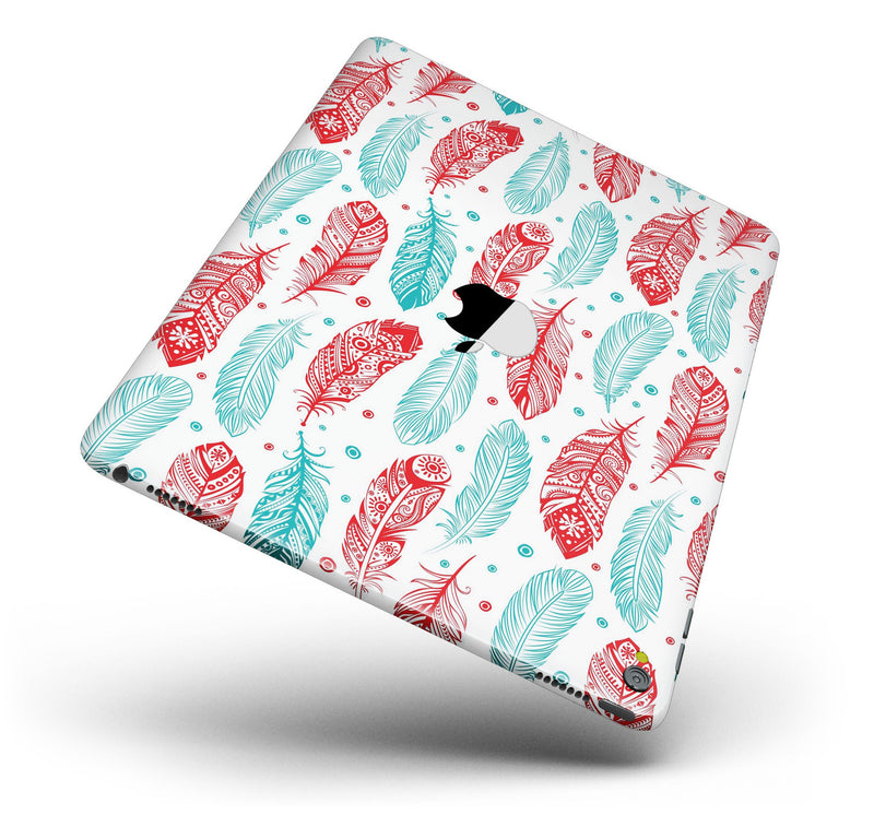 Red & Blue Feather Pattern Full Body Skin for the iPad Pro (12.9" or 9 ...