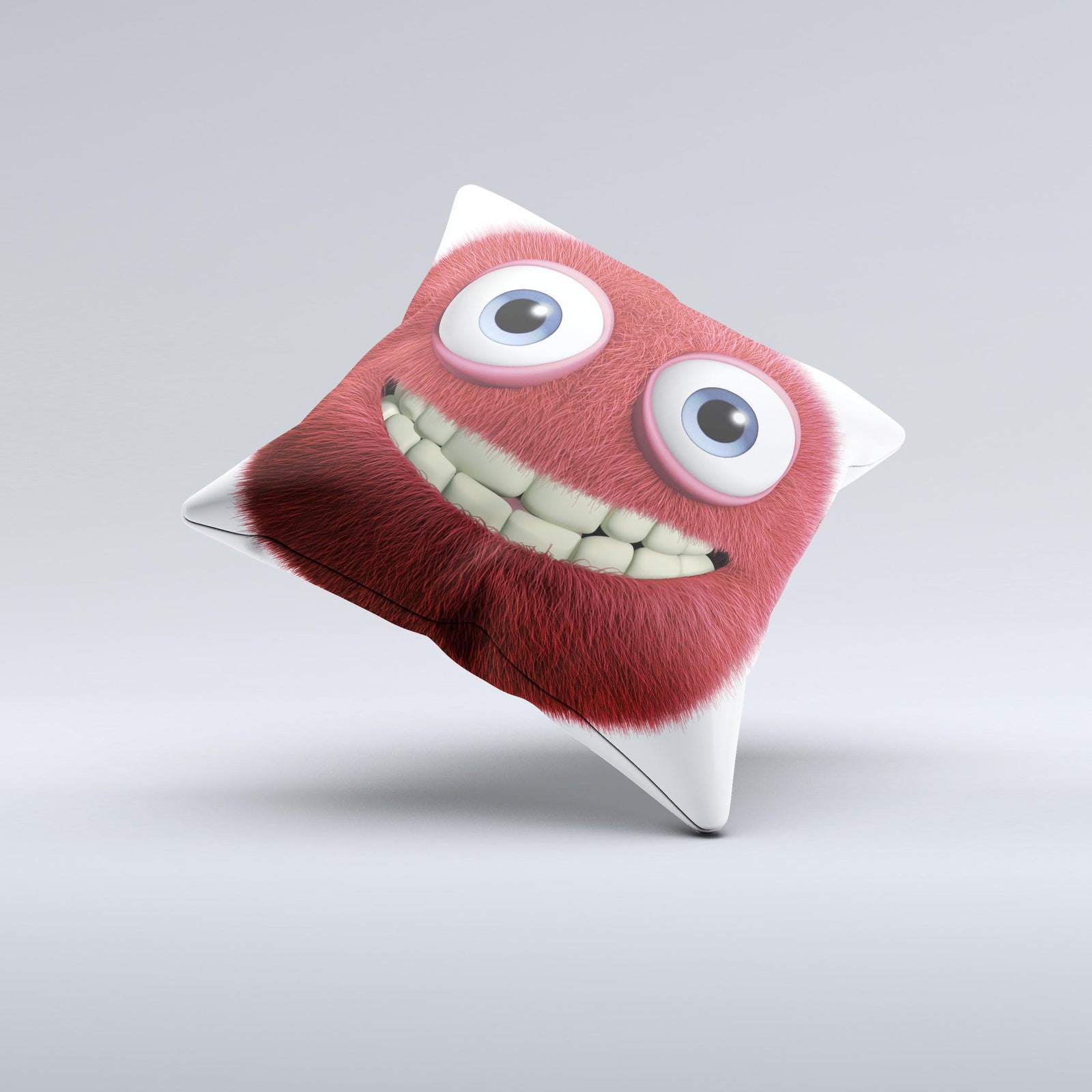 Red Smiling Fuzzy Wuzzy ink-Fuzed Decorative Throw Pillow – DesignSkinz