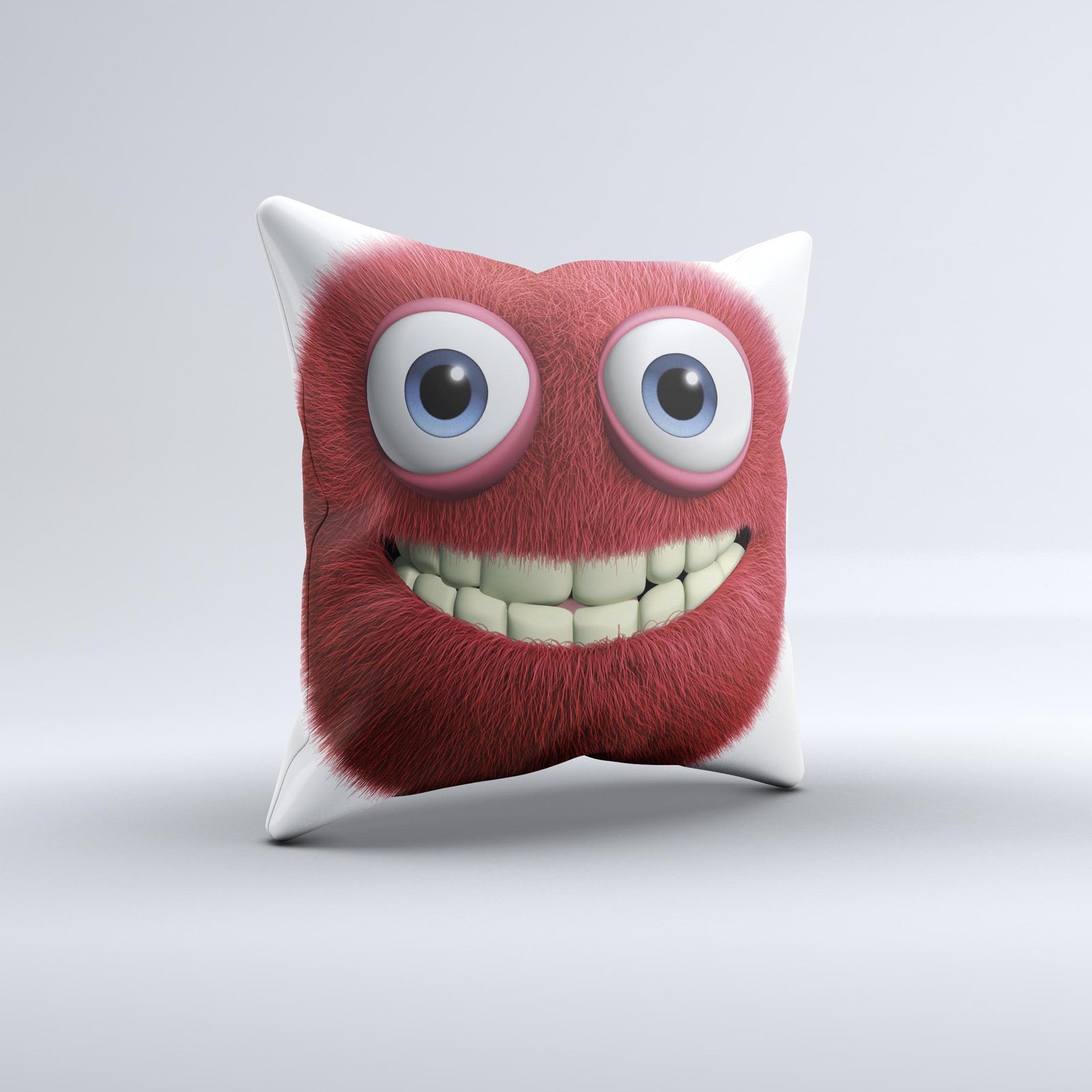 Red Smiling Fuzzy Wuzzy ink-Fuzed Decorative Throw Pillow – DesignSkinz
