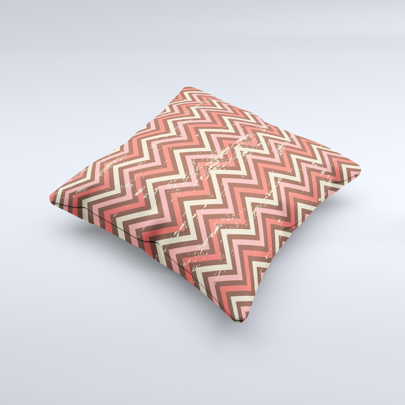 Scratched Coral & Brown Layered Chevron V3 Ink-Fuzed Decorative Throw ...