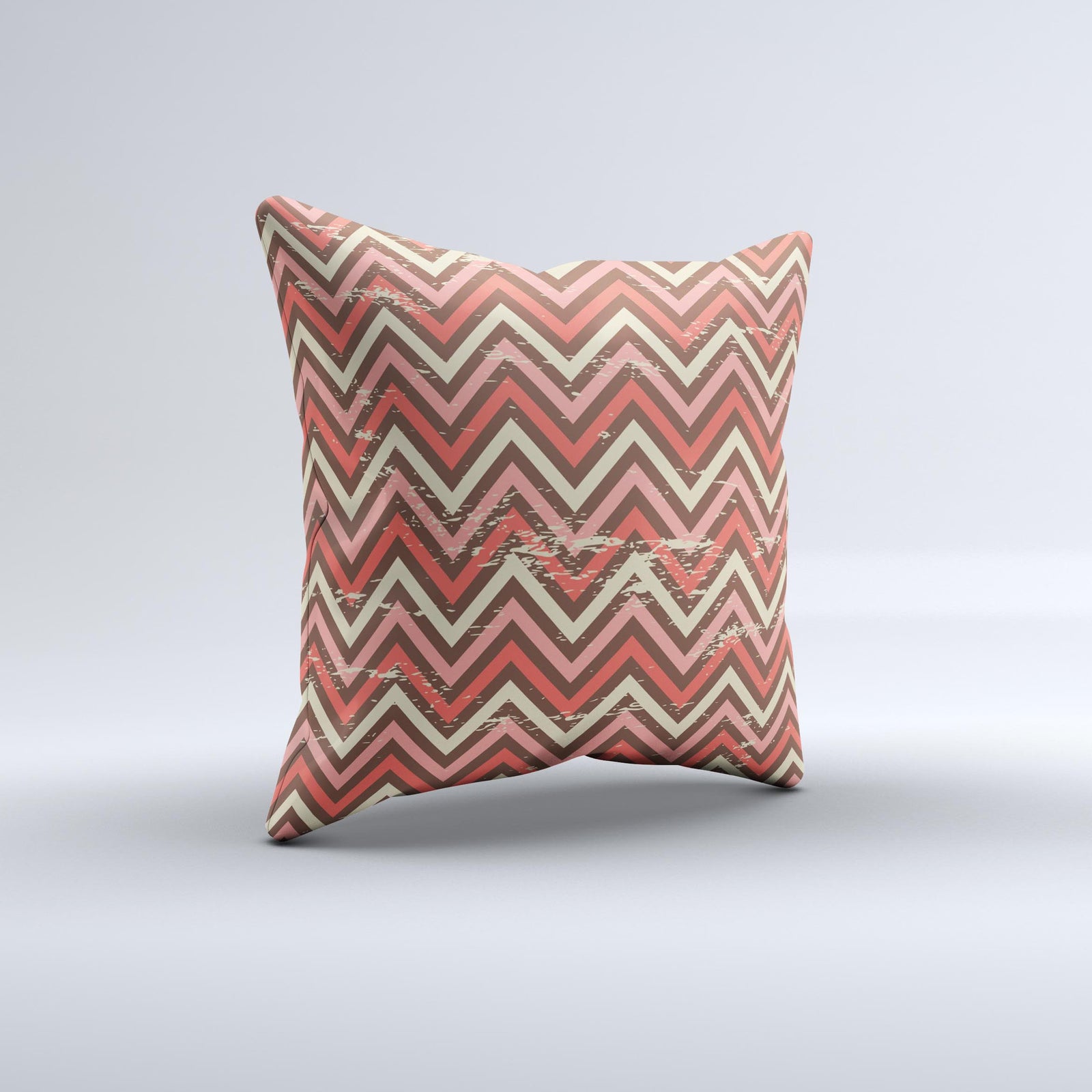 Scratched Coral & Brown Layered Chevron V3 Ink-Fuzed Decorative Throw ...