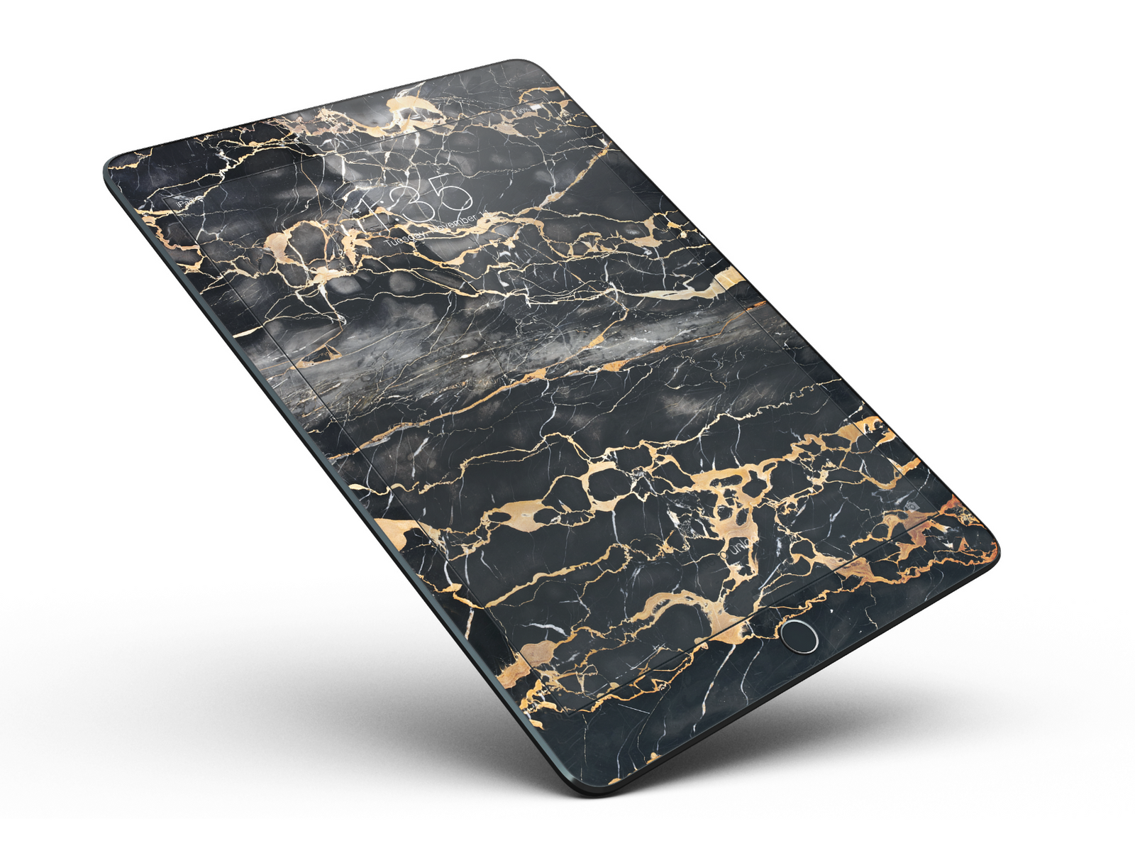 The Black and Gold Marble Surface Full-Body Skin for the Apple iPad Pr ...