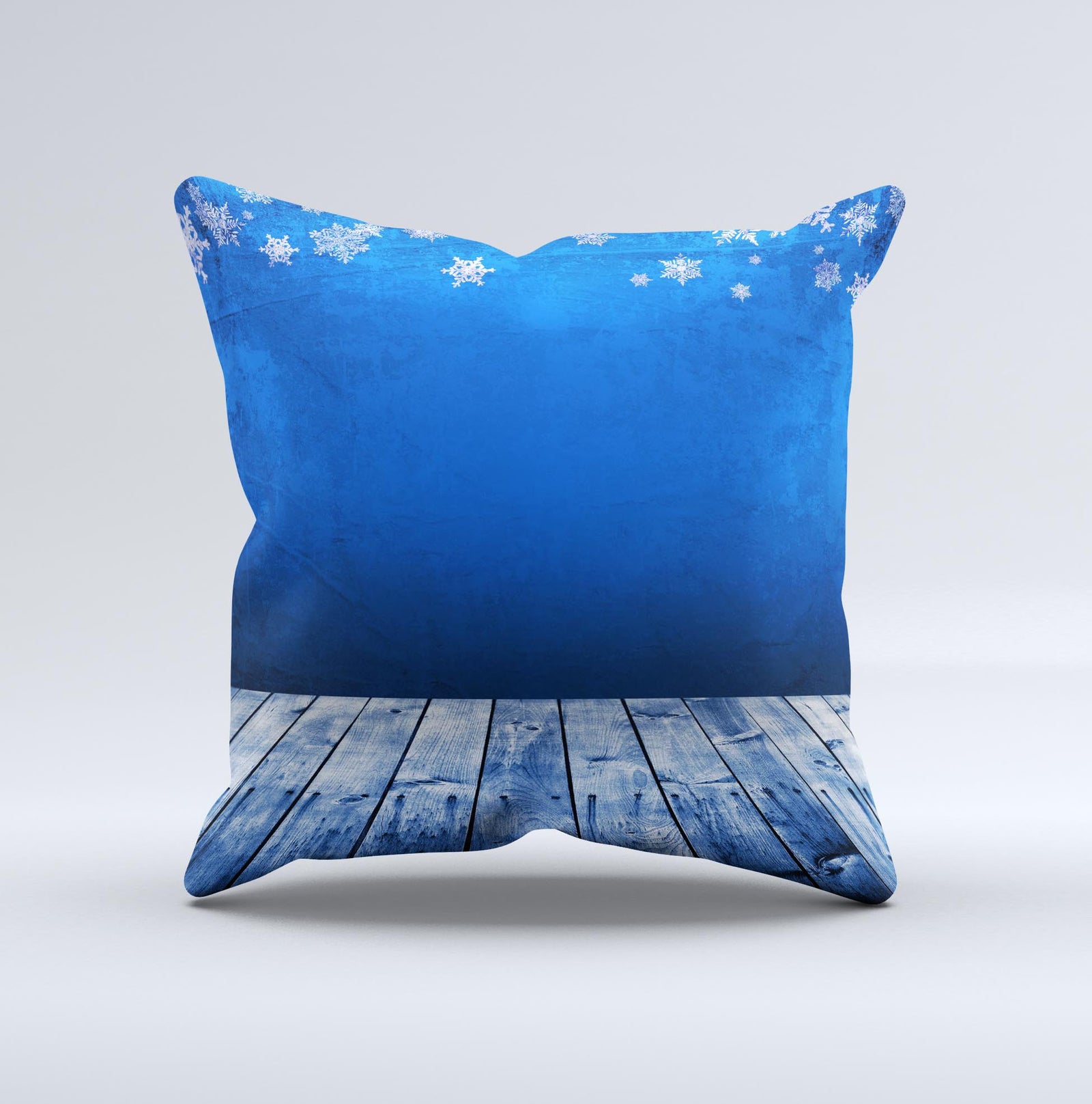 Snowy Blue Wooden Dock ink-Fuzed Decorative Throw Pillow – DesignSkinz