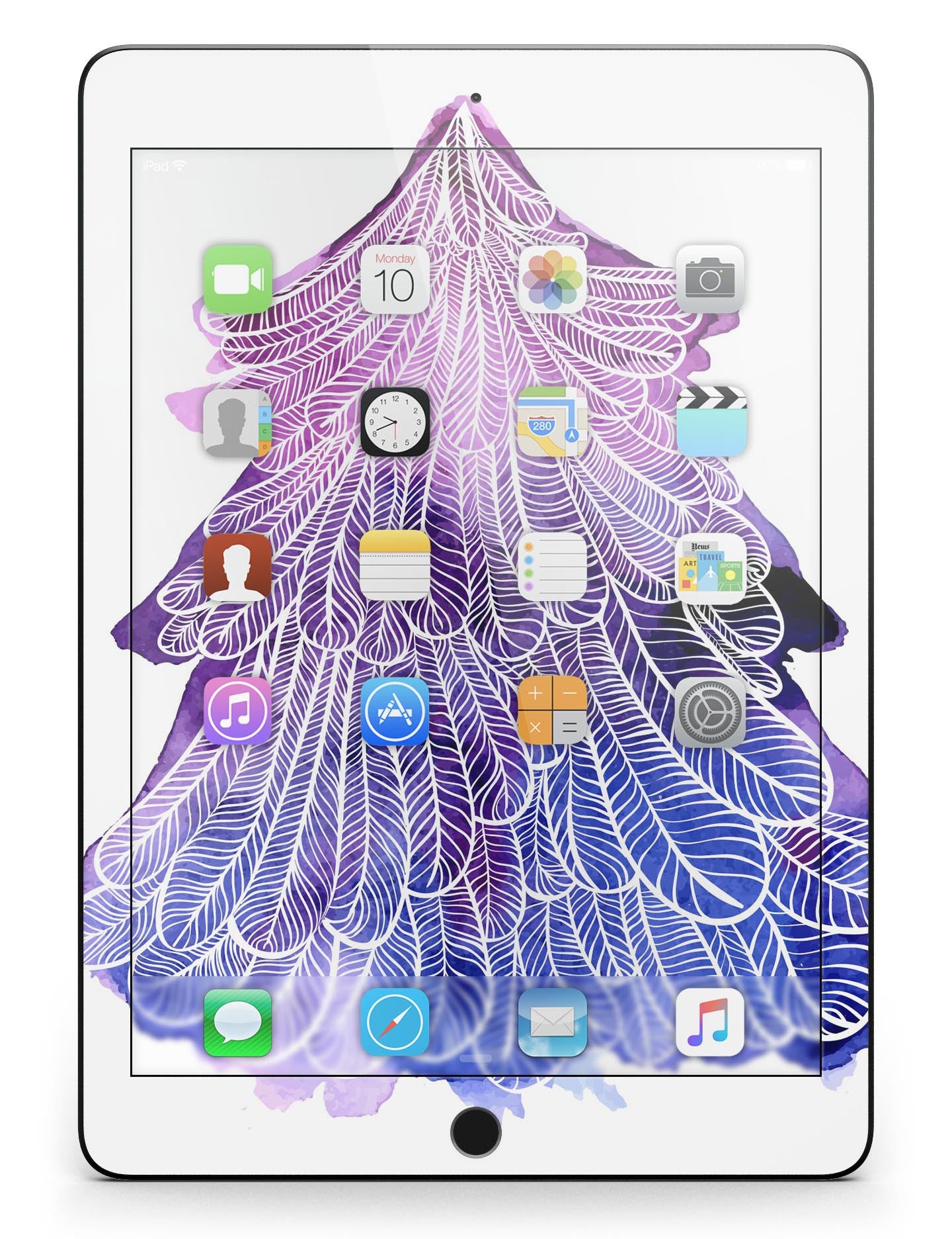 Stenciled Watercolor Evergreen Tree Full Body Skin for the iPad Pro (1 ...