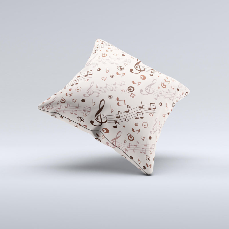 Tan Music Note Pattern ink-Fuzed Decorative Throw Pillow – DesignSkinz
