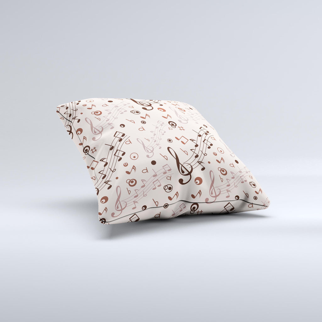 Tan Music Note Pattern ink-Fuzed Decorative Throw Pillow – DesignSkinz