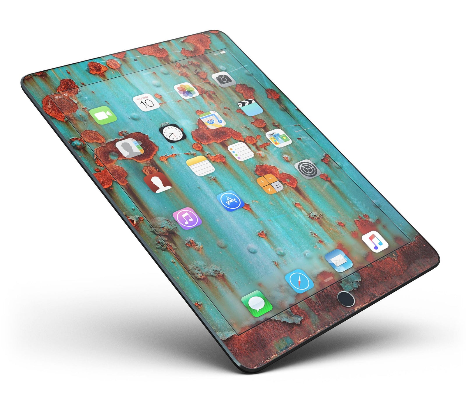Teal Painted Rustic Metal Full Body Skin for the iPad Pro (12.9" or 9 ...