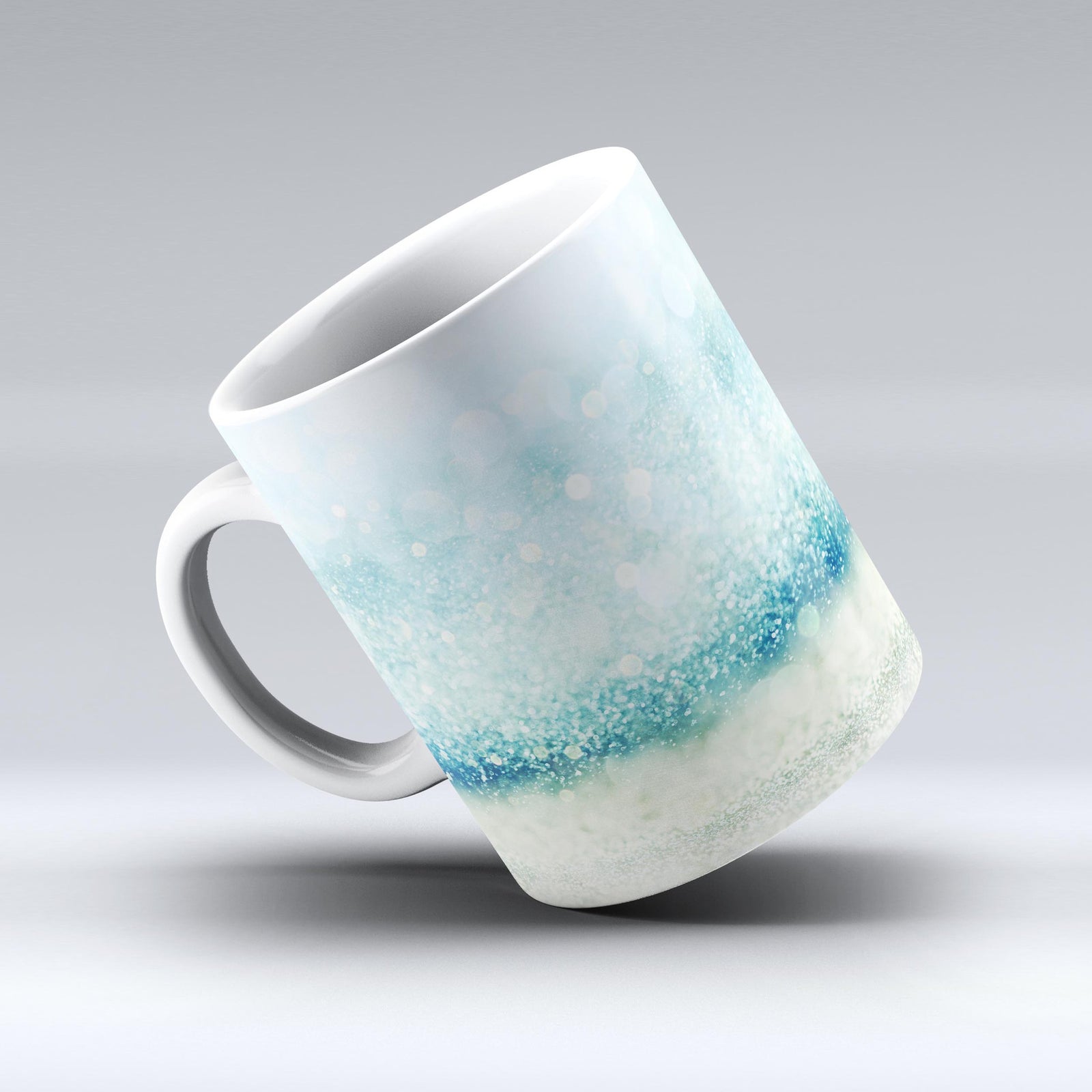 The Teal and Aqua Unfocused Sparkling Orbs ink-Fuzed Ceramic Coffee Mu ...