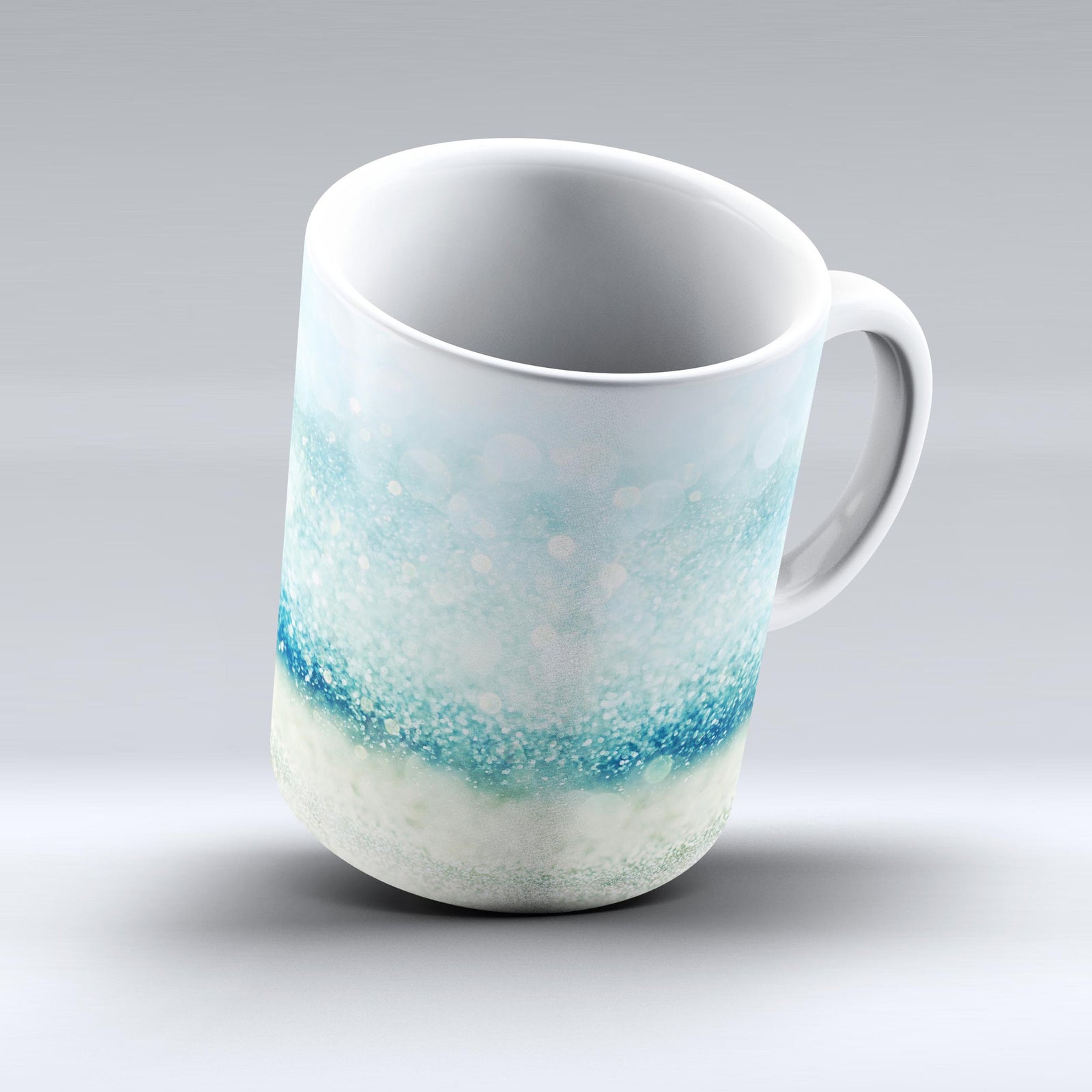 The Teal and Aqua Unfocused Sparkling Orbs ink-Fuzed Ceramic Coffee Mu ...