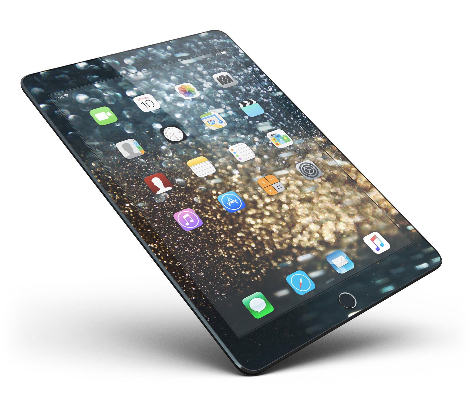 Teal and Gold Grungy Orbs of Light Full Body Skin for the iPad Pro (12 ...