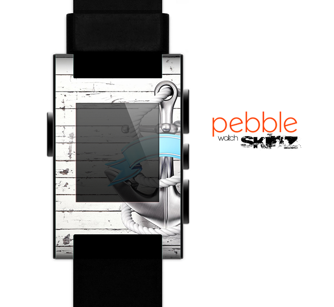 The Aged White Wood With Anchor Skin for the Pebble SmartWatch ...