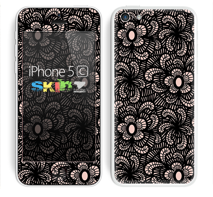 The Black Floral Lace Skin for the Apple iPhone 5c – DesignSkinz