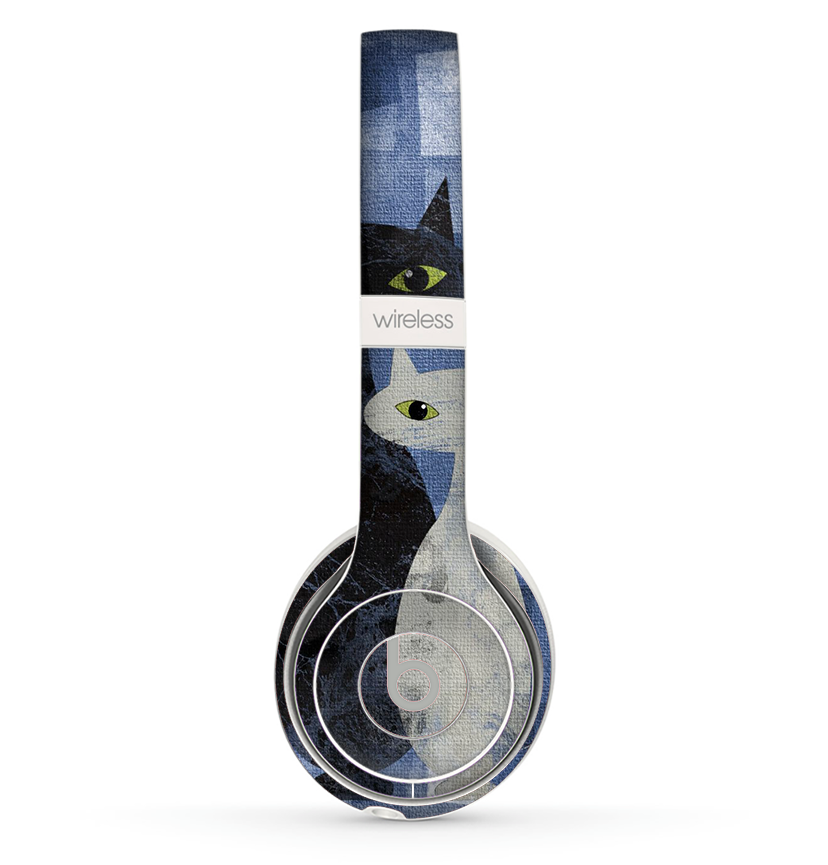 The Blue Grungy Textured Cat Skin Set for the Beats by Dre Solo 2 Wire ...