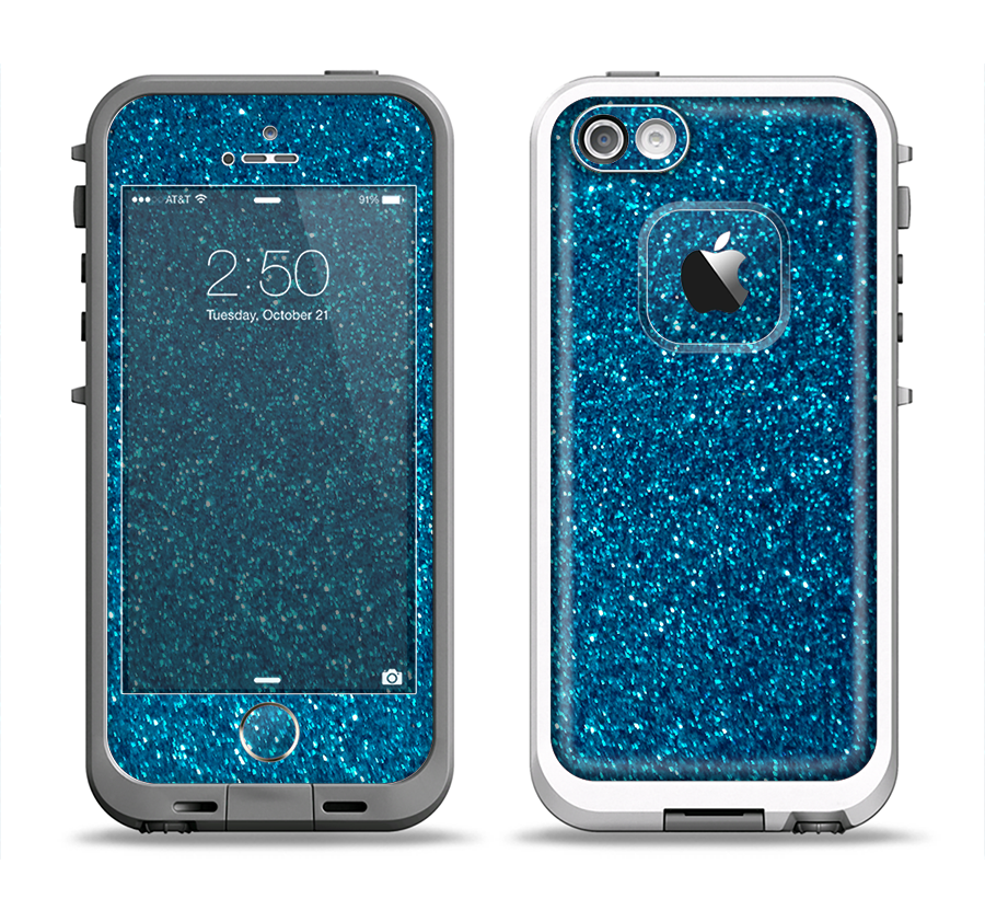 The Blue Sparkly Glitter Ultra Metallic Apple iPhone 5-5s LifeProof Fr ...