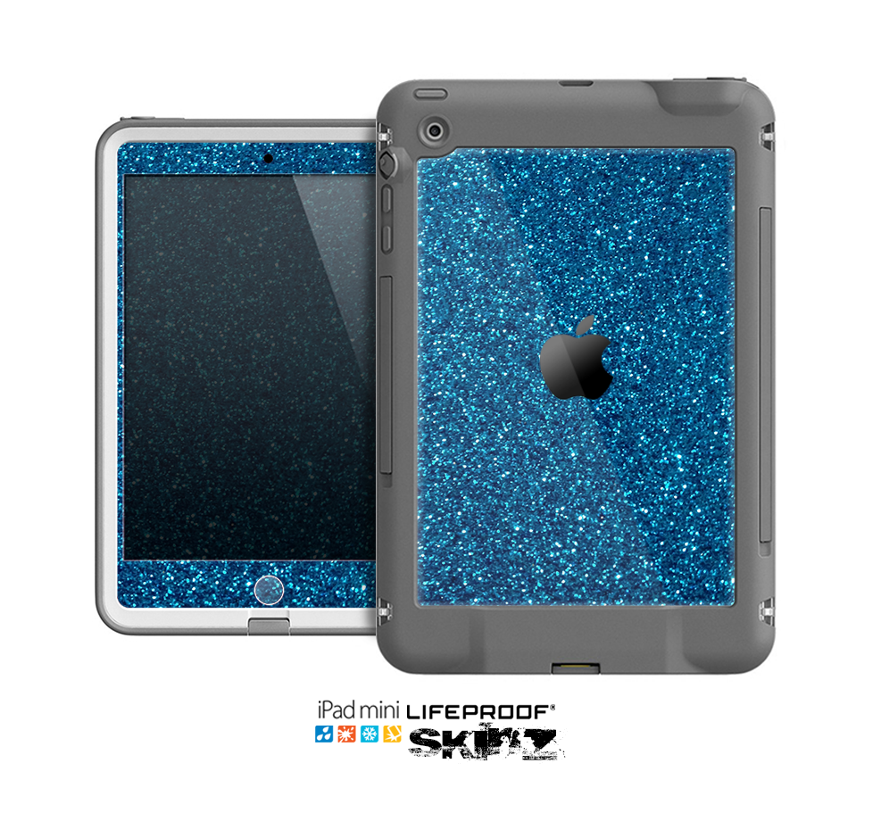 The Blue Sparkly Glitter Ultra Metallic Skin for the Apple iPad Mini L ...