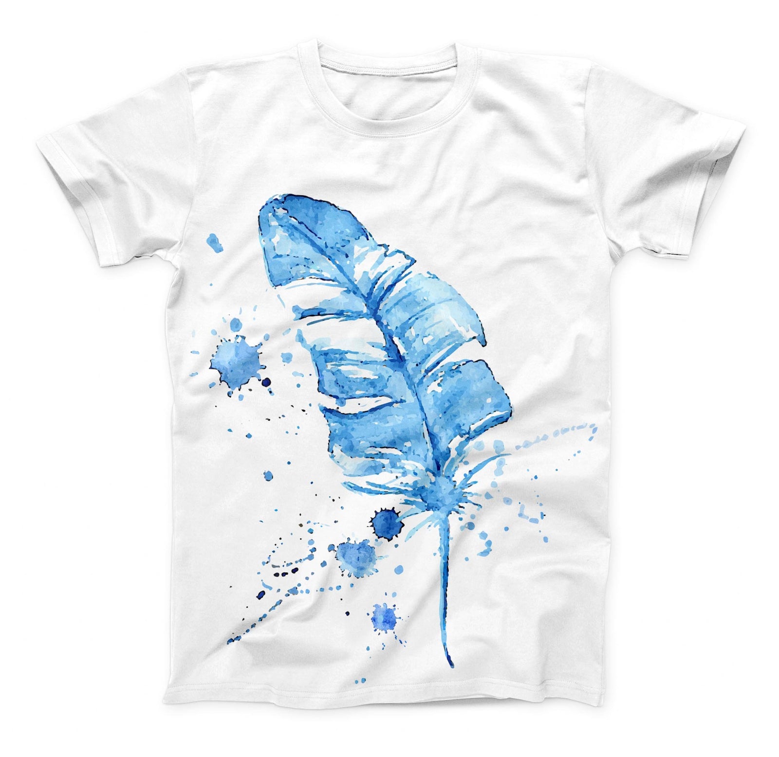 The Blue Splatter Watercolour Feather ink-Fuzed Unisex All Over Full-P ...