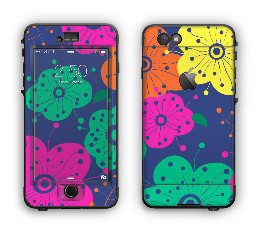 The Bright Colored Cartoon Flowers Apple iPhone 6 LifeProof Nuud Case ...