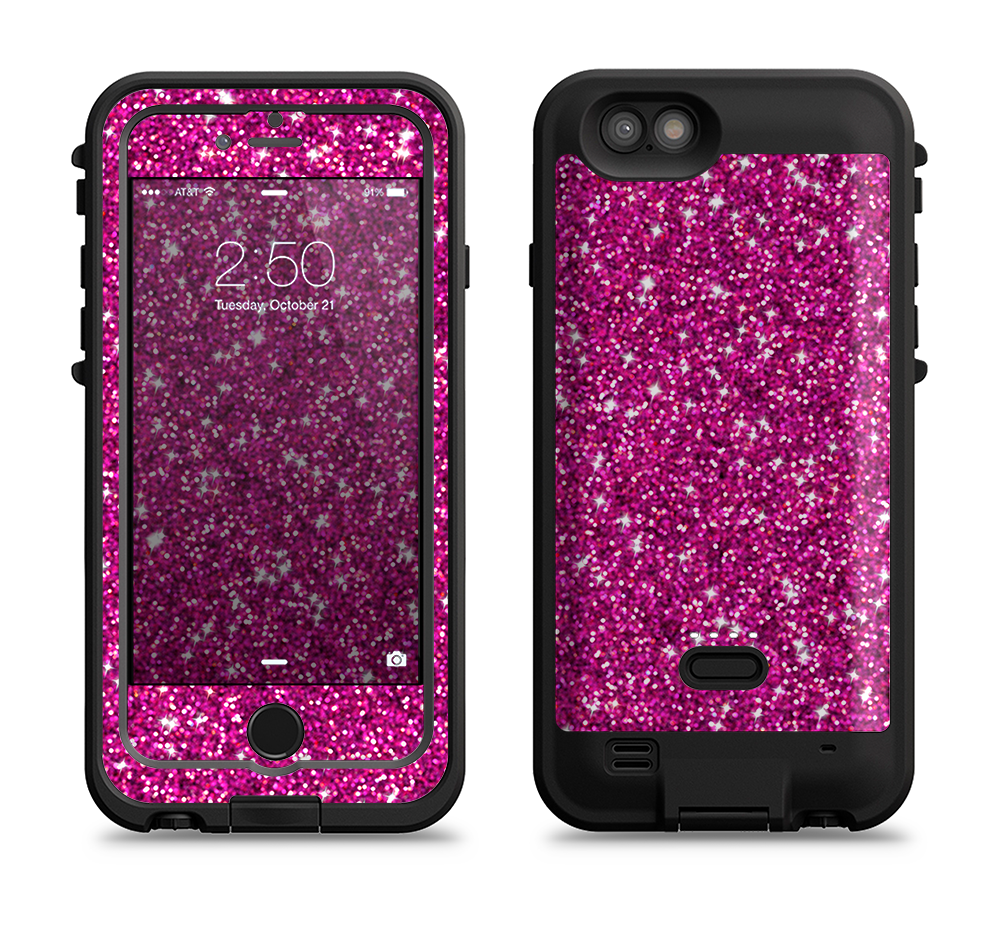 the bright pink glitter iPhone 6/6s Plus LifeProof Fre POWER Case Skin ...