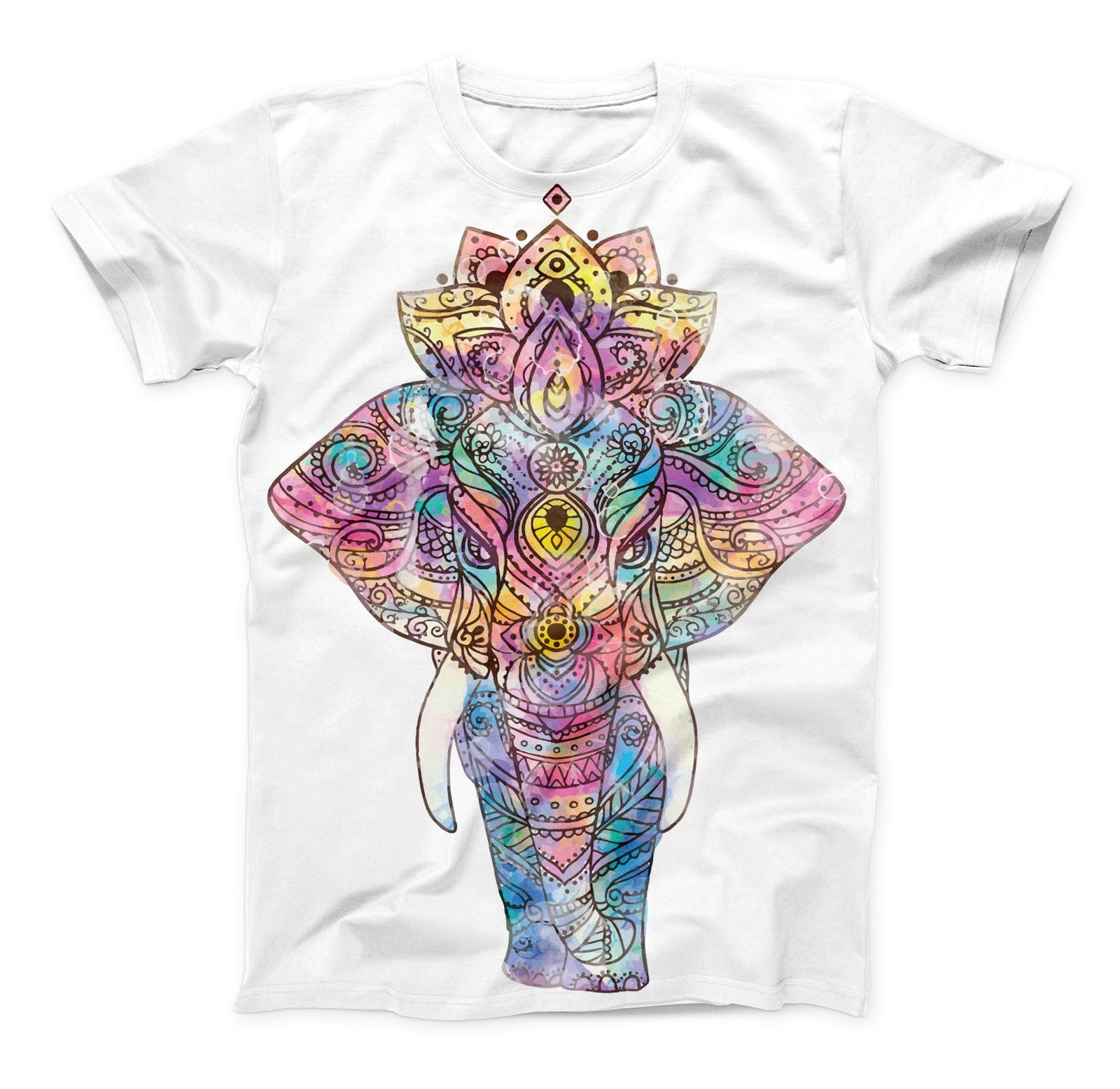 The Bright Watercolor Ethnic Elephant ink-Fuzed Unisex All Over Full-P ...