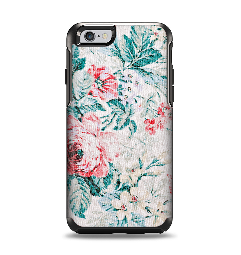 The Coral & Blue Grunge Watercolor Floral Apple iPhone 6 Otterbox Symm ...