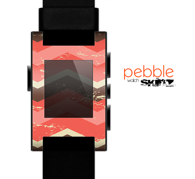 The Coral & Brown Wide Chevron Pattern Vintage V1 Skin for the Pebble ...