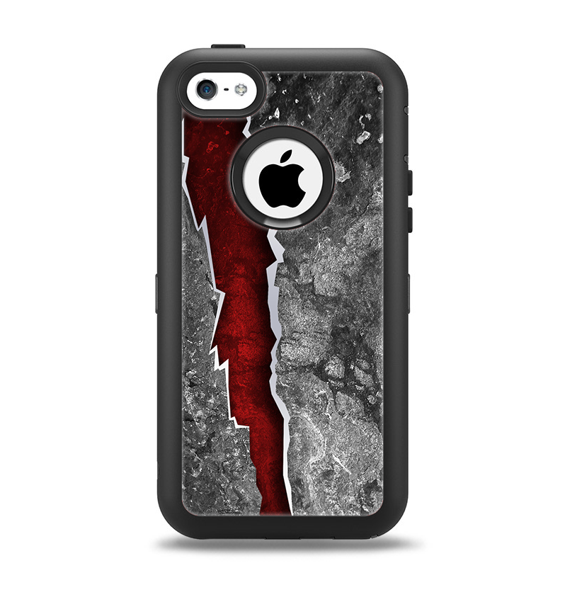 The Cracked Red Core Apple iPhone 5c Otterbox Defender Case Skin Set ...