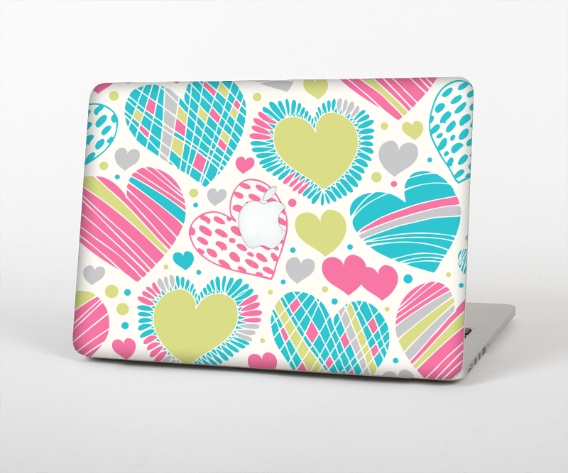 The Fun Colored Vector Pattern Hearts Skin Set for the Apple MacBook P ...