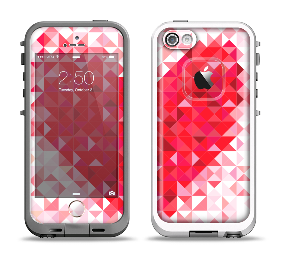 The Geometric Faded Red Heart Apple iPhone 5-5s LifeProof Fre Case Ski ...