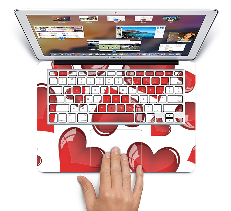 The Glossy Red 3D Love Hearts Skin Set for the Apple MacBook Pro 15" w ...