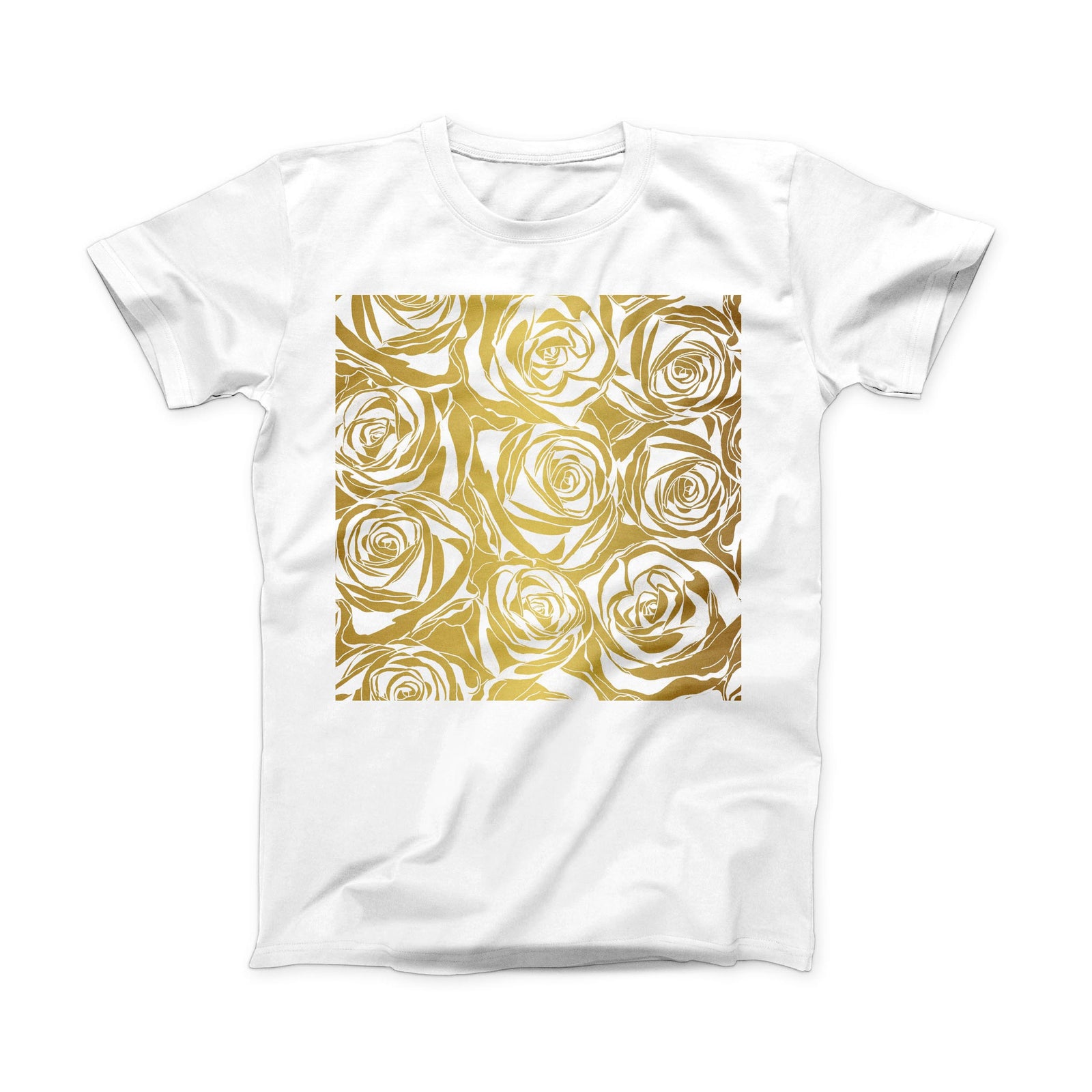 The Gold and White Roses ink-Fuzed Front Spot Graphic Unisex Soft-Fitt ...