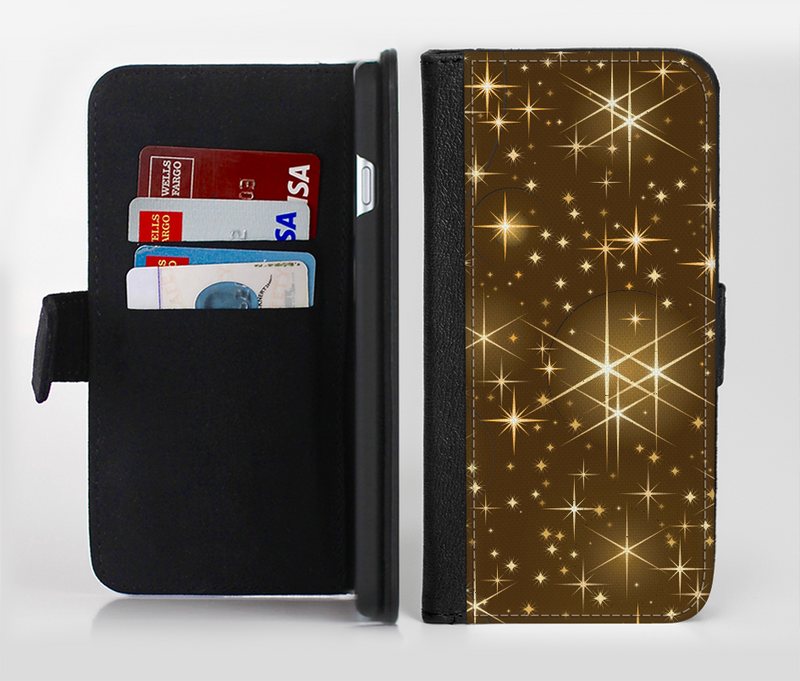 The Golden Glowing Stars Ink-Fuzed Leather Folding Wallet Credit-Card ...