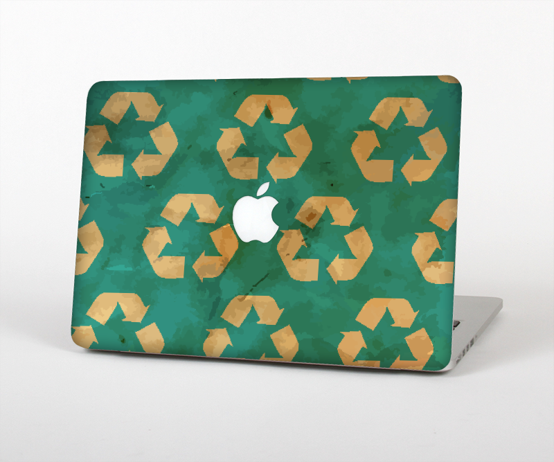 The Green and Yellow RECYCLE Pattern V2 Skin Set for the Apple MacBook ...