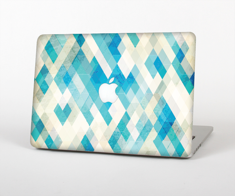 The Grunge Blue and Yellow Diamonds Panel Skin Set for the Apple MacBo ...