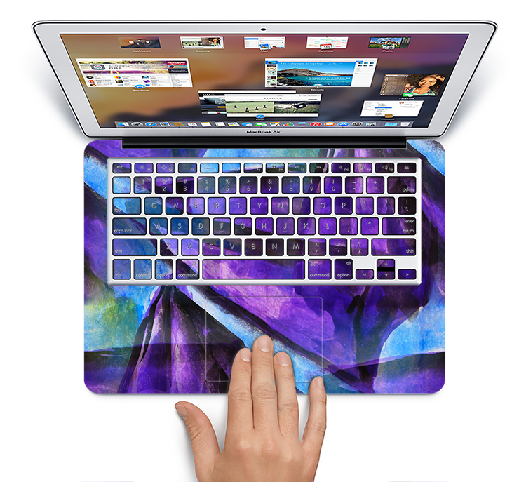 The Grunge Dark Blue Painted Overlay Skin Set for the Apple MacBook Pr ...