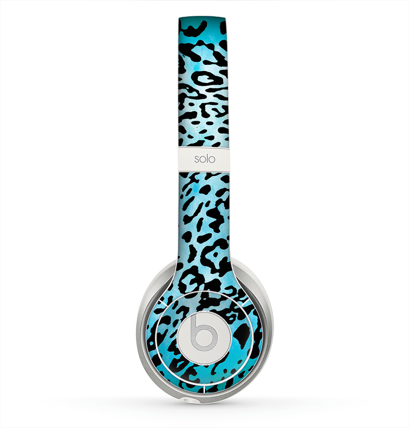 The Hot Teal Cheetah Animal Print Skin for the Beats by Dre Solo 2 Hea ...