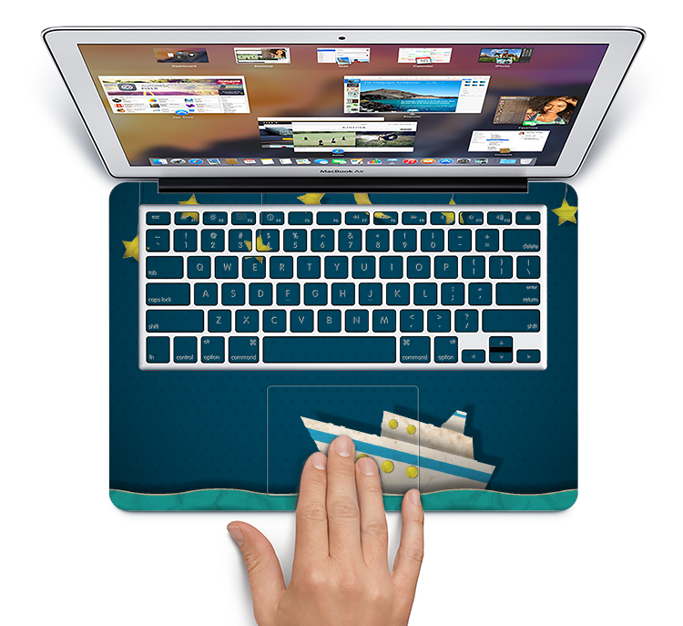 The Layered Paper Night Ship with Gold Stars Skin Set for the Apple Ma ...