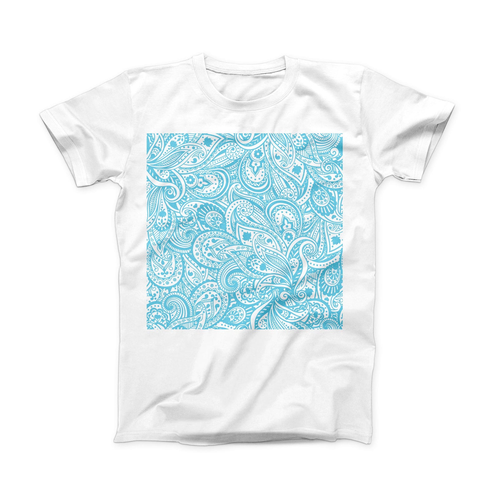 The Light Blue Paisley Floral ink-Fuzed Front Spot Graphic Unisex Soft ...