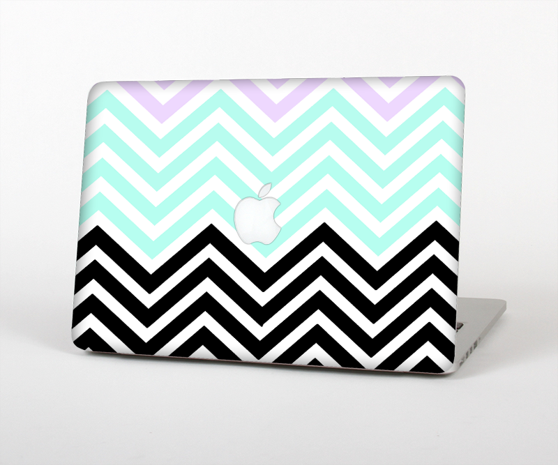 The Light Teal & Purple Sharp Black Chevron Skin Set for the Apple Mac ...