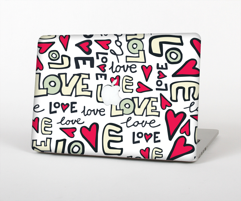 The Love and Hearts Doodle Pattern Skin Set for the Apple MacBook Air ...