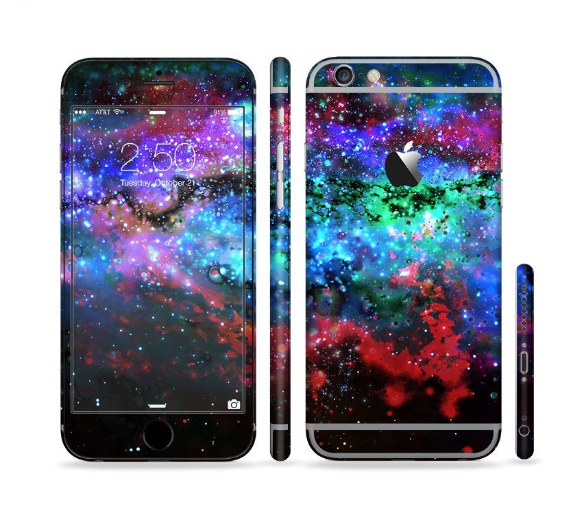 The Neon Colored Paint Universe Sectioned Skin Series for the Apple iP ...