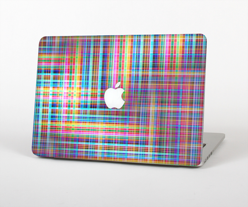 The Neon Faded Rainbow Plaid Skin Set for the Apple MacBook Pro 15" wi ...
