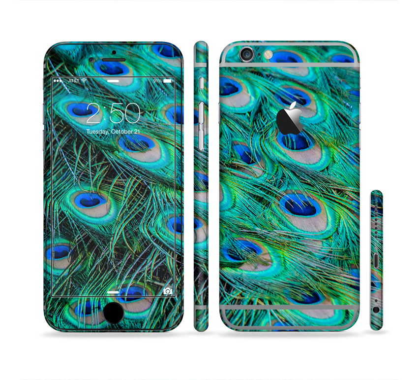 The Neon Multiple Peacock Sectioned Skin Series for the Apple iPhone 6 ...
