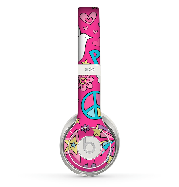 The Peace Love Pink Illustration Skin for the Beats by Dre Solo 2 Head ...